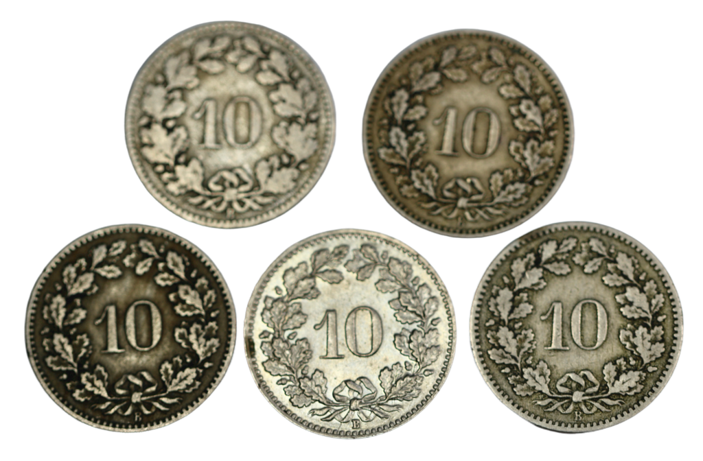 5 Swiss 10 Rappen - colonialcollectables buying and selling coins ...