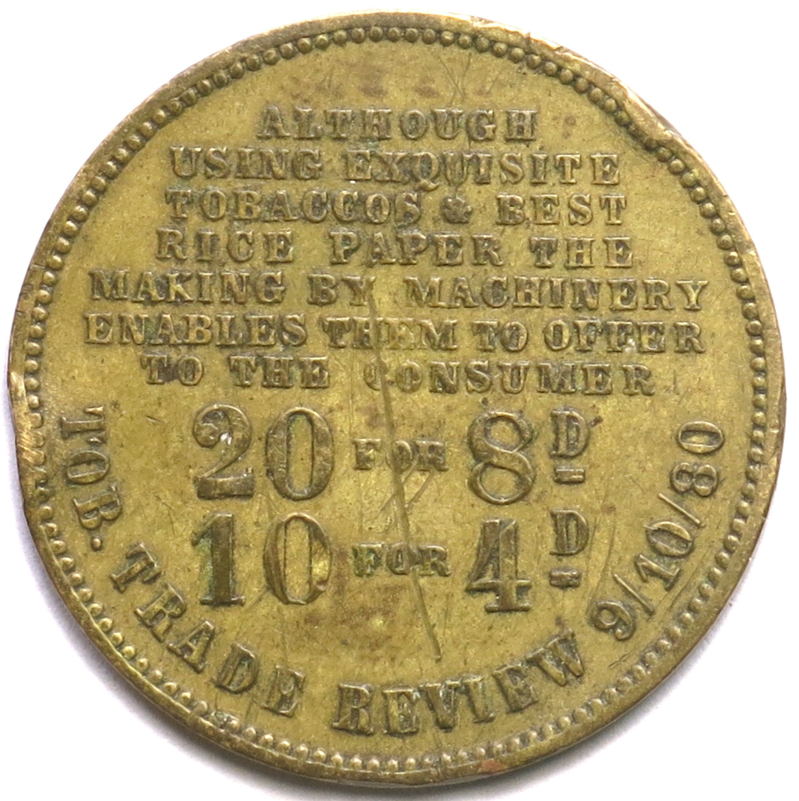 Thorbeck's Cigarettes Token - colonialcollectables buying and selling ...