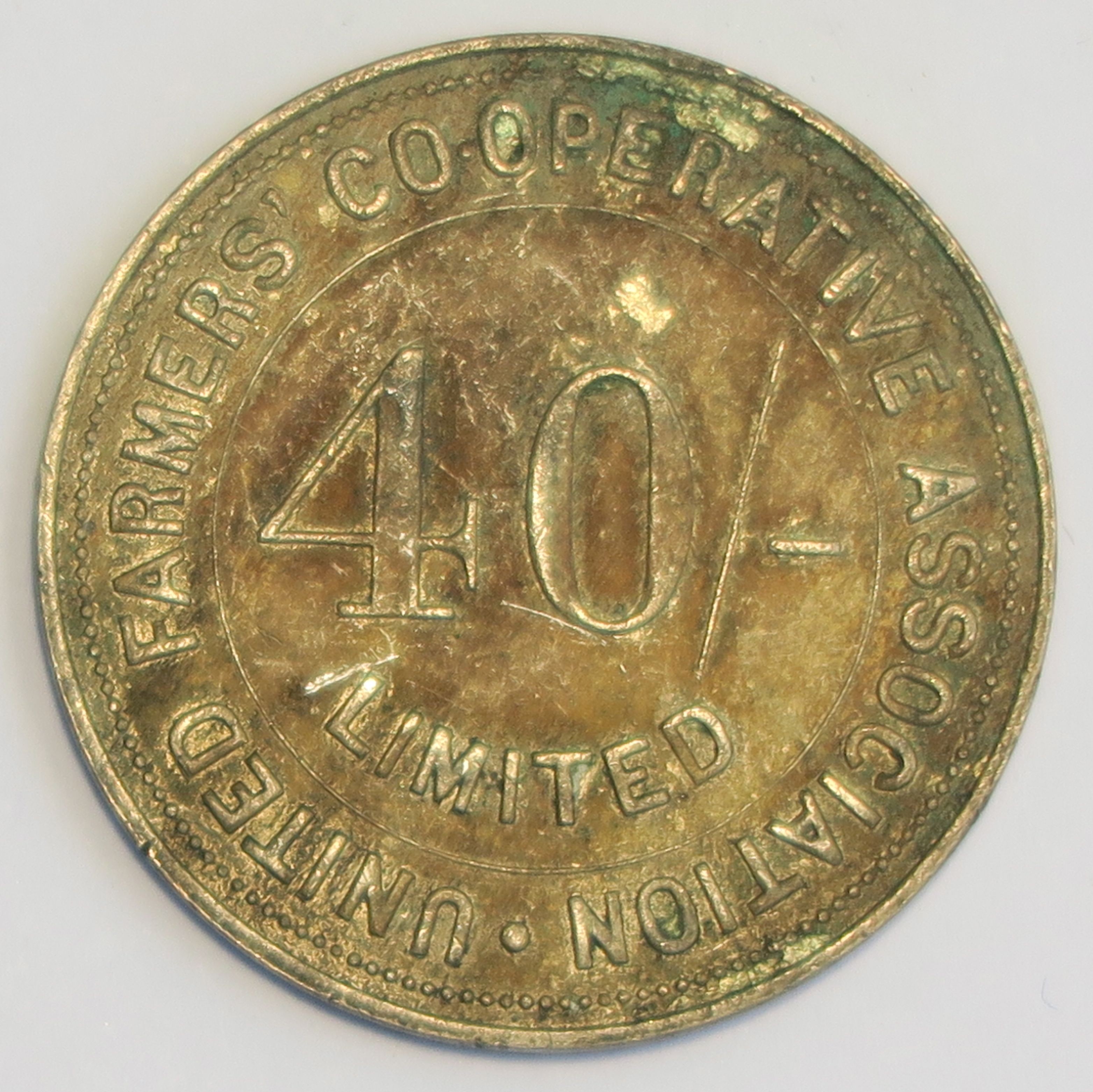 United Farmers Co op 40/- Token - colonialcollectables buying and ...