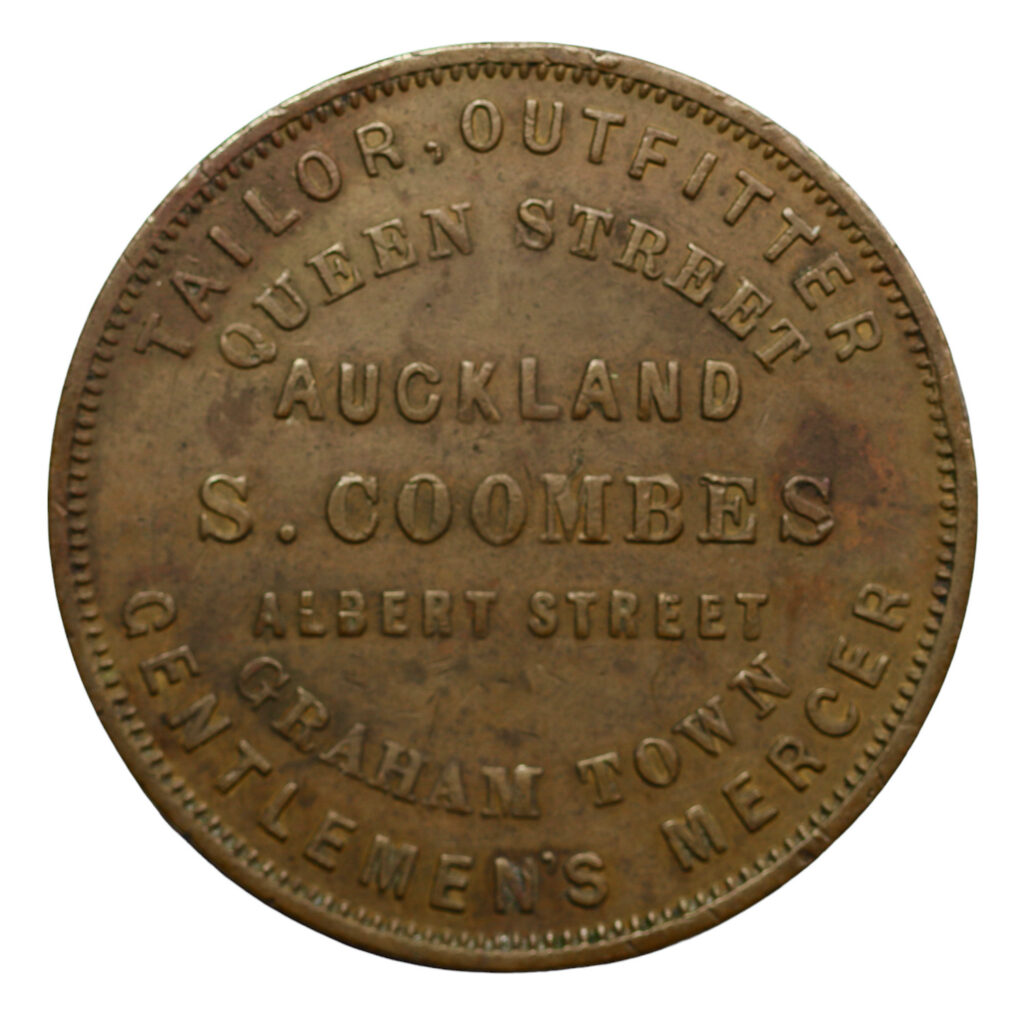 Samuel Coombes, Penny, circa 1870, Auckland merchant ...