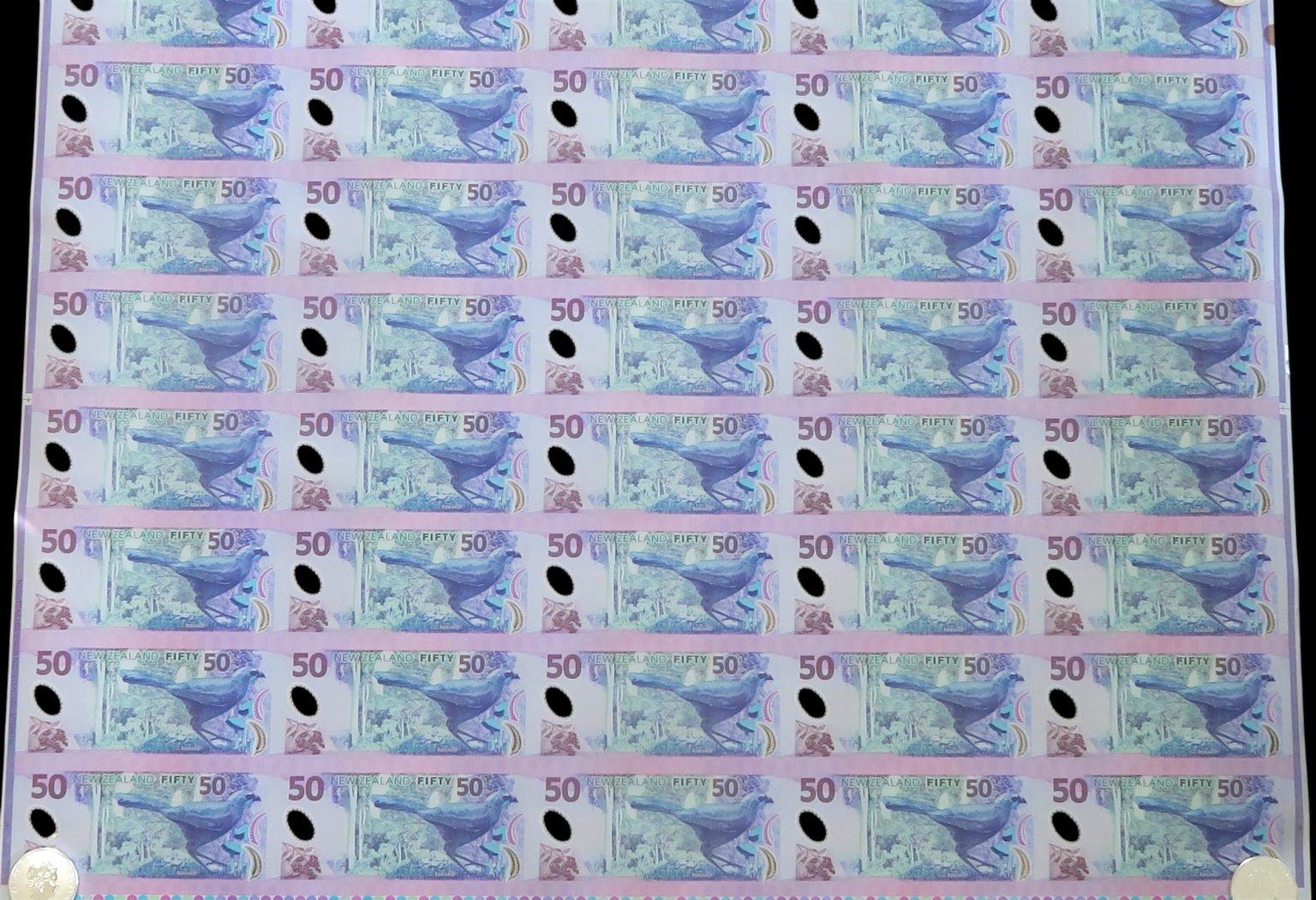 Fifty Dollars Uncut sheet of 40 Polymer banknotes ...