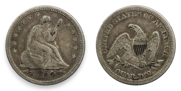 Liberty Seated Quarter 1854. - colonialcollectables buying and selling ...