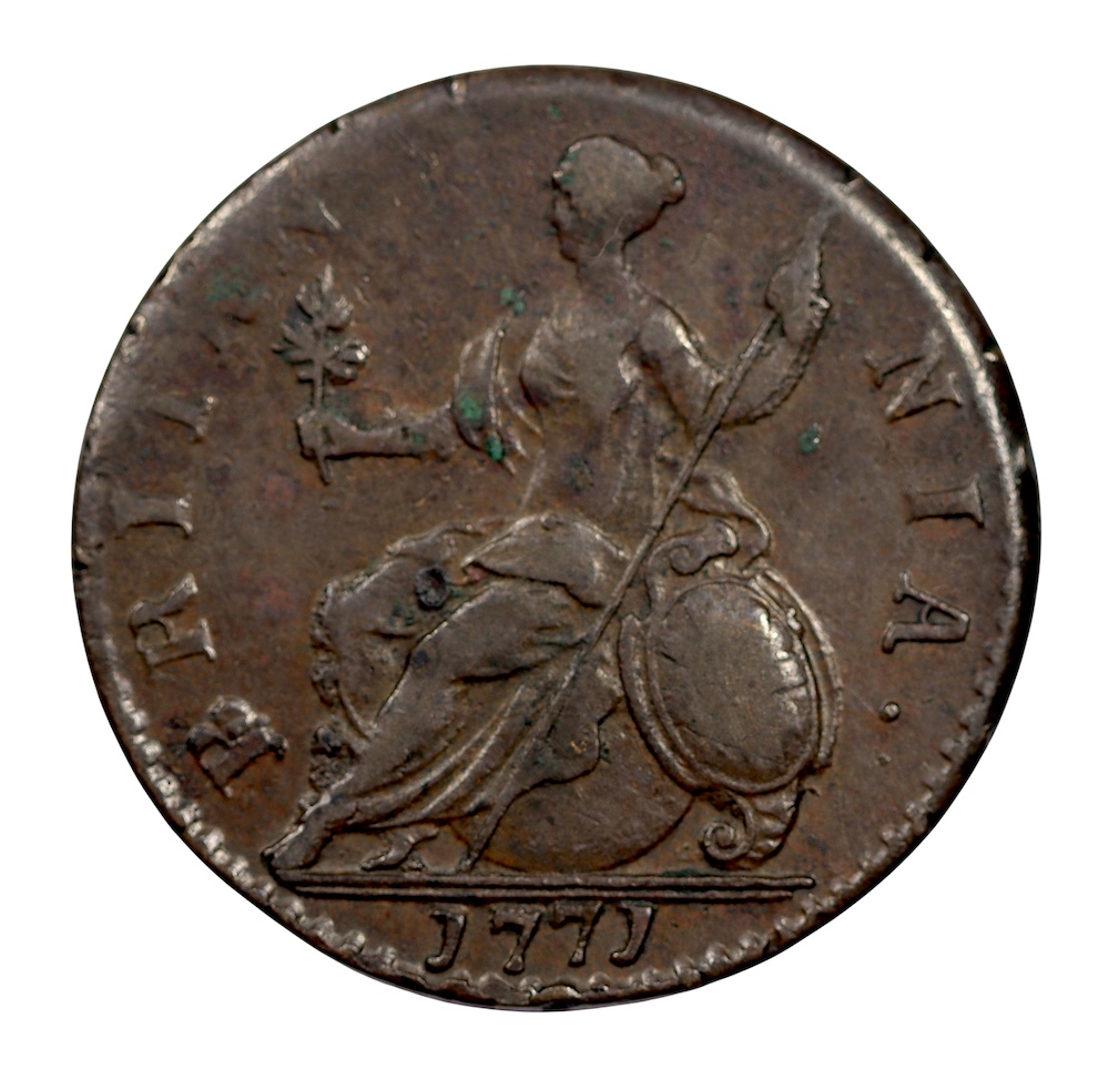 George III, 1771 Halfpenny. First issue, Tower mint, London ...
