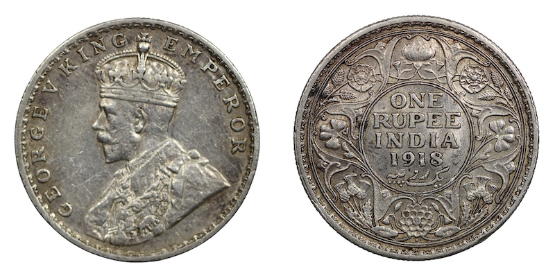 India - British 1918 Rupee, Bombay. Sold. - colonialcollectables buying ...