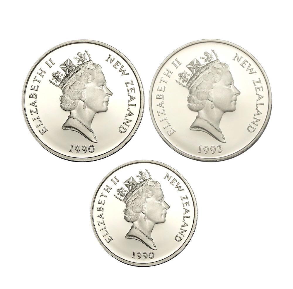 NZ Sterling silver proof circulation sized coins ...