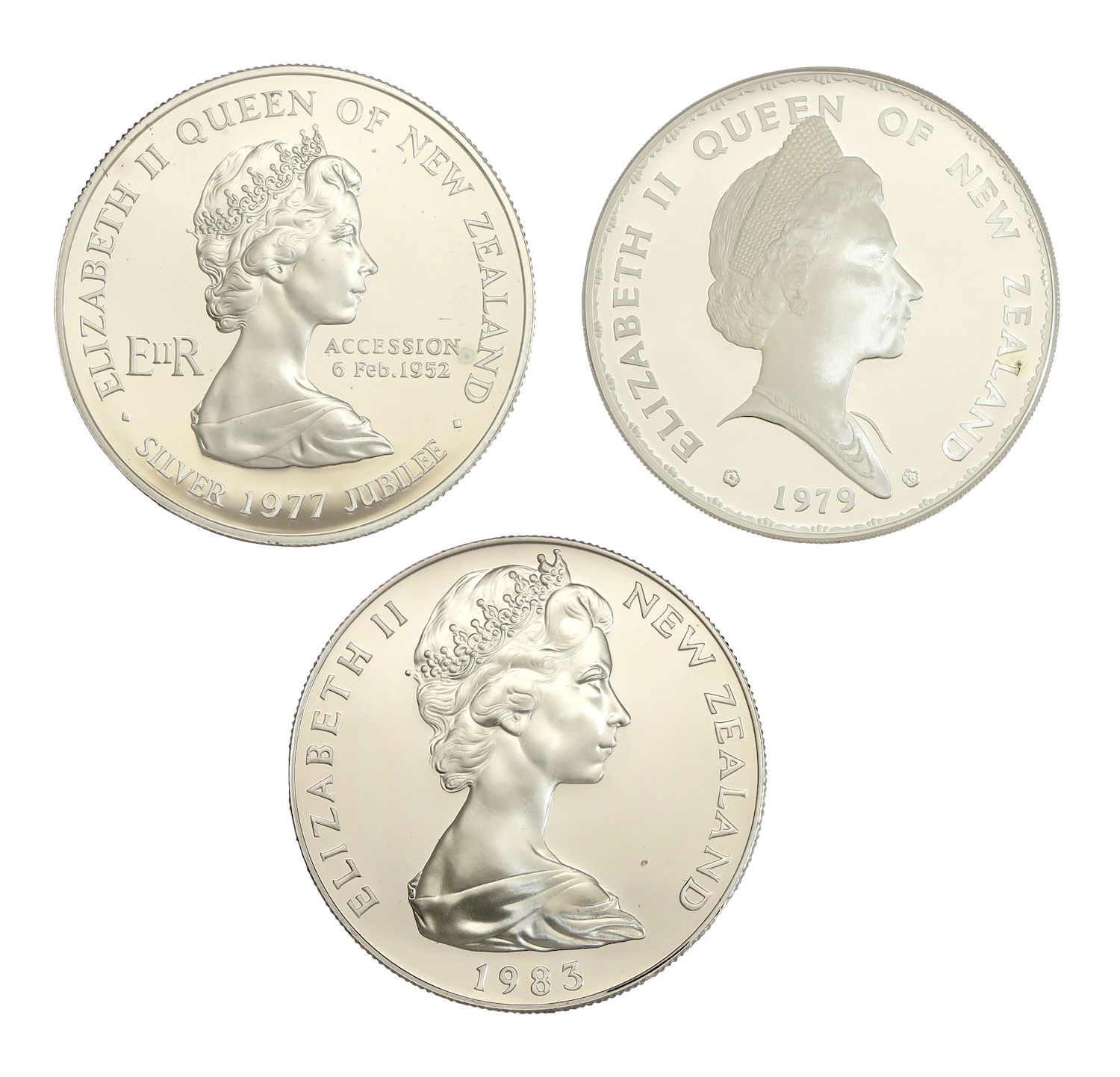 Silver New Zealand Dollars 1977, 79 and 83. - colonialcollectables ...