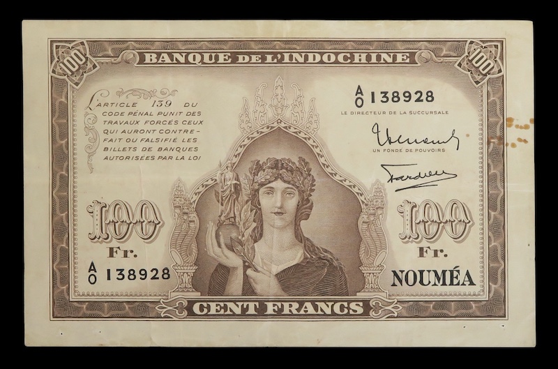 New Caledonia,100 Francs 1942. - colonialcollectables buying and ...